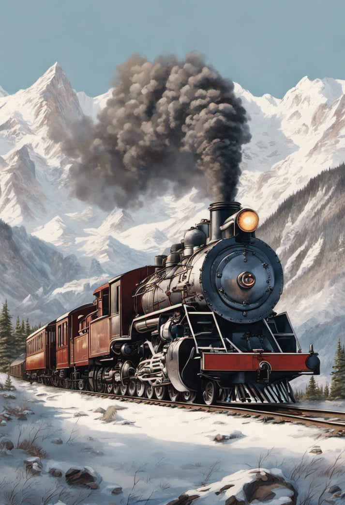 Steam Train Through The Alps Digital Painting Art Print – Keep Calm ...
