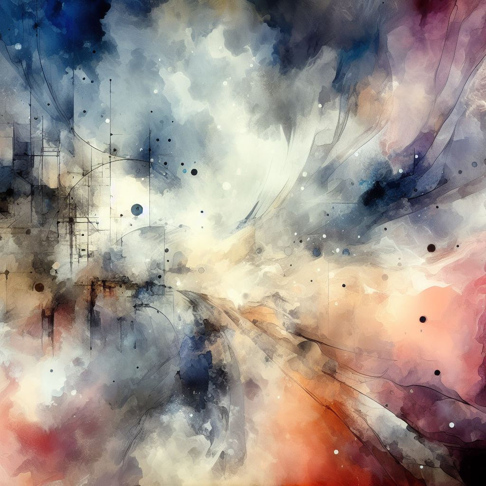 Fusion of City and Clouds Abstract Watercolor Painting I Art Print ...